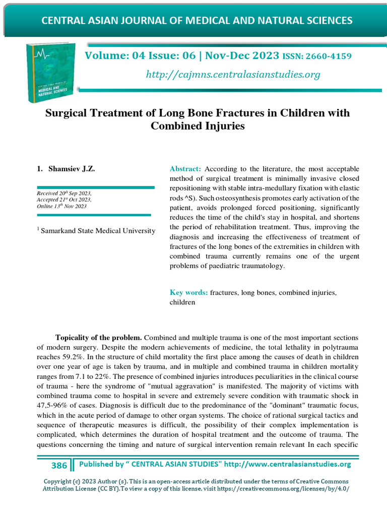 Surgical Treatment of Long Bone Fractures in Children With Combined ...