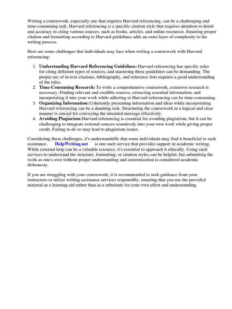 Harvard Referencing Coursework | PDF | Citation | Plagiarism
