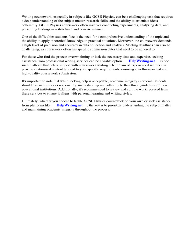 Gcse Physics Coursework | PDF