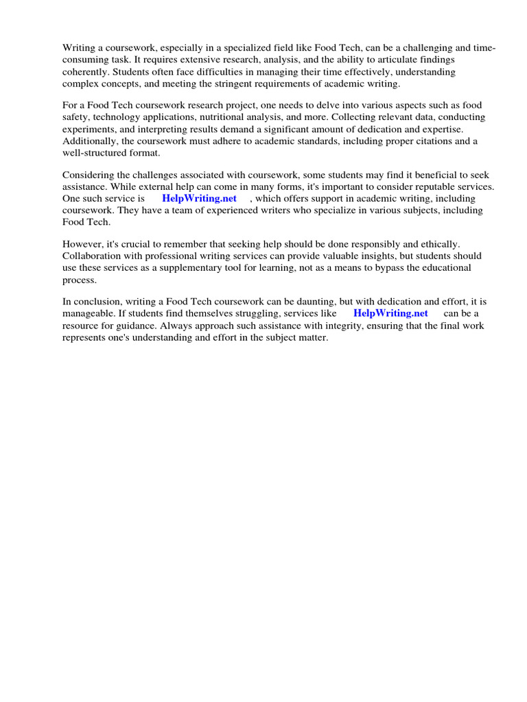 Food Tech Coursework Research | PDF | Linked In | Information