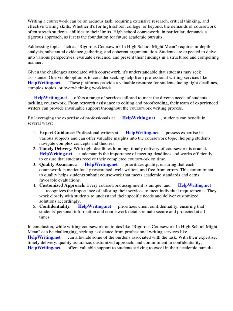 High School Coursework Help Guide | PDF | Teachers | Learning