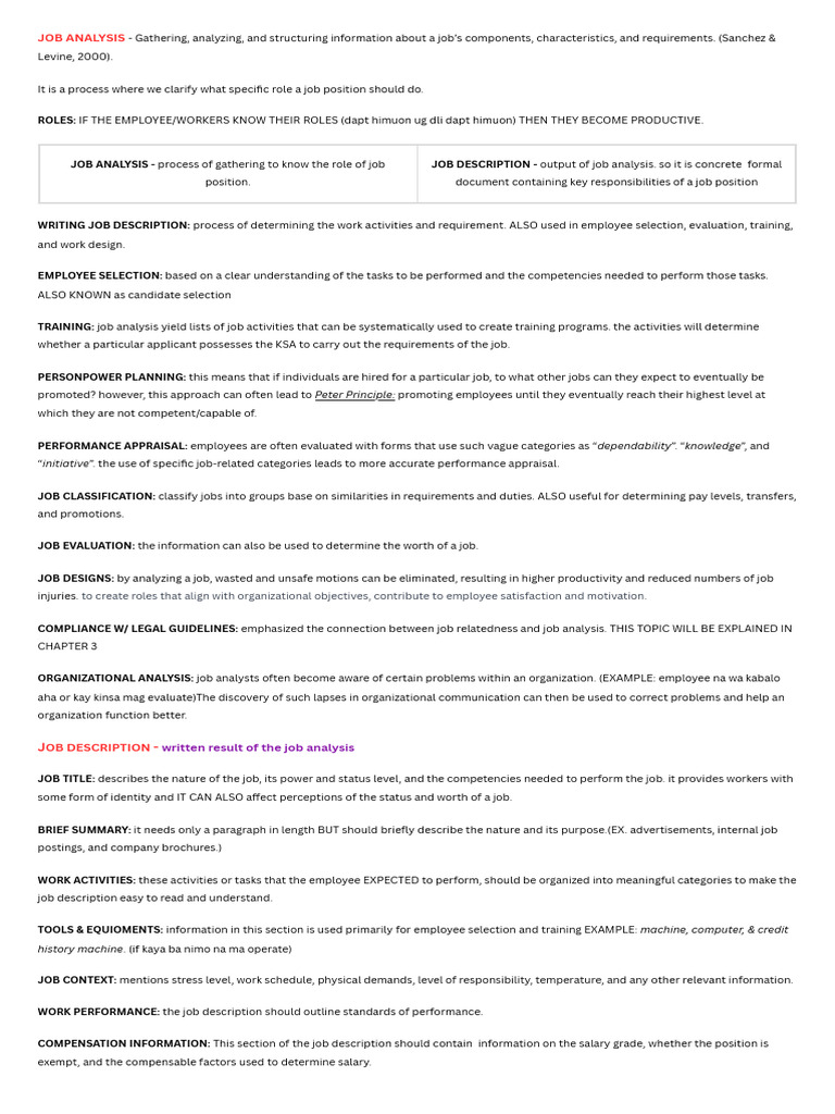 Job Analysis | PDF | Business | Cognitive Science