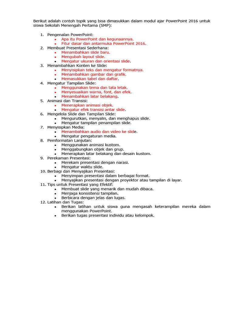 Modul PowerPoint 2016 untuk SMP | PDF