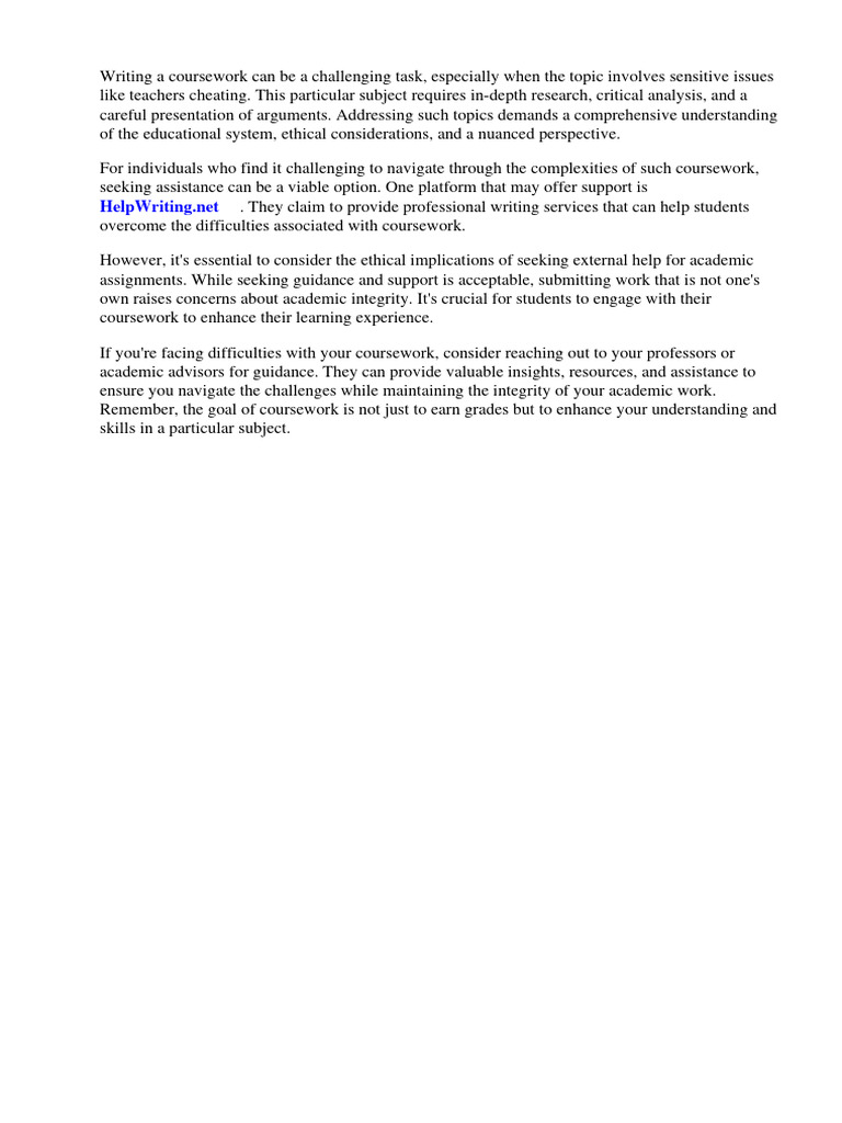 Teachers Cheating Coursework | PDF | Teachers | Plagiarism