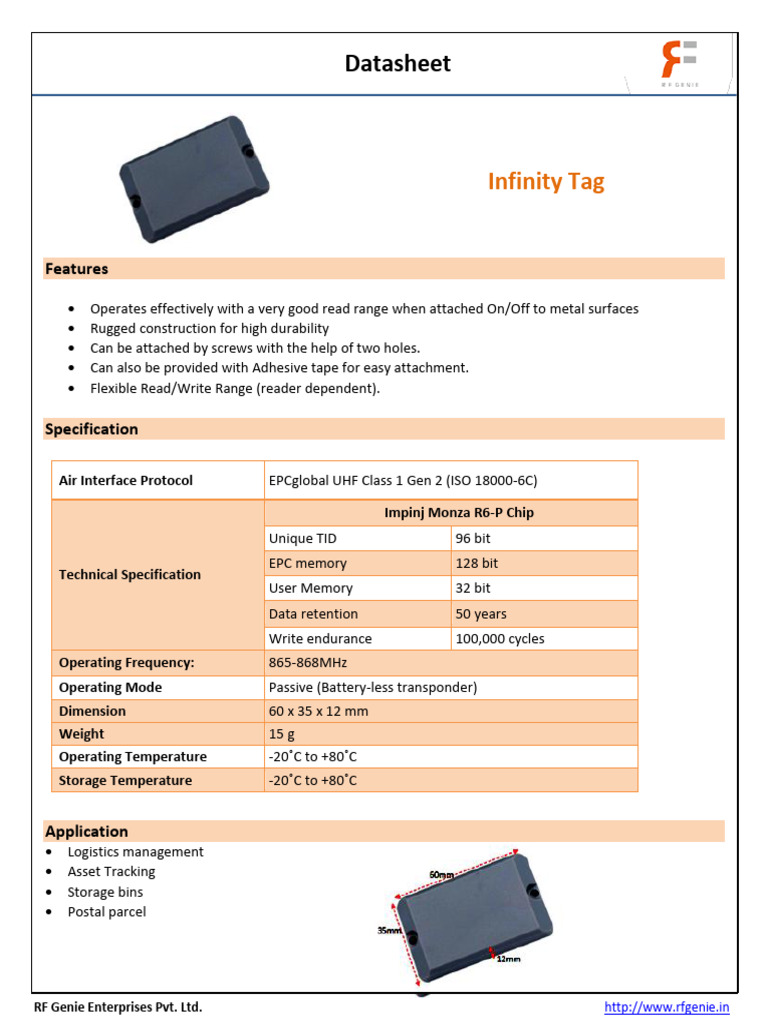 Infinity Tag UHF - Black | PDF