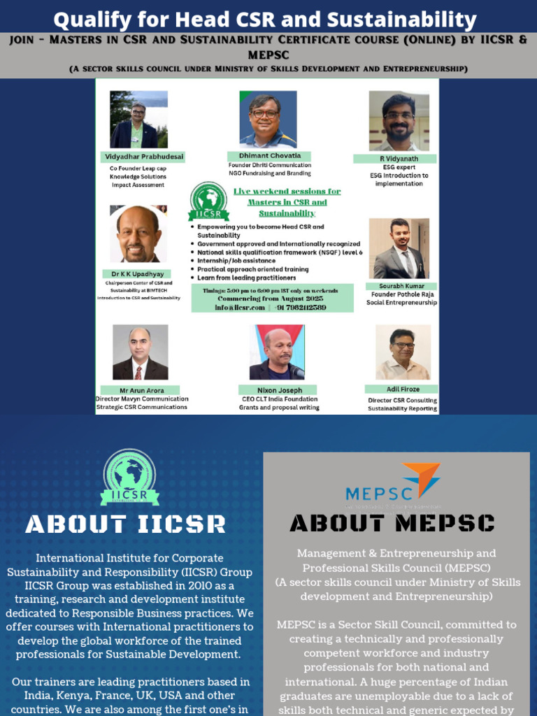 6th May Masters in CSR and Sustainability - IICSR Brochure | Download ...