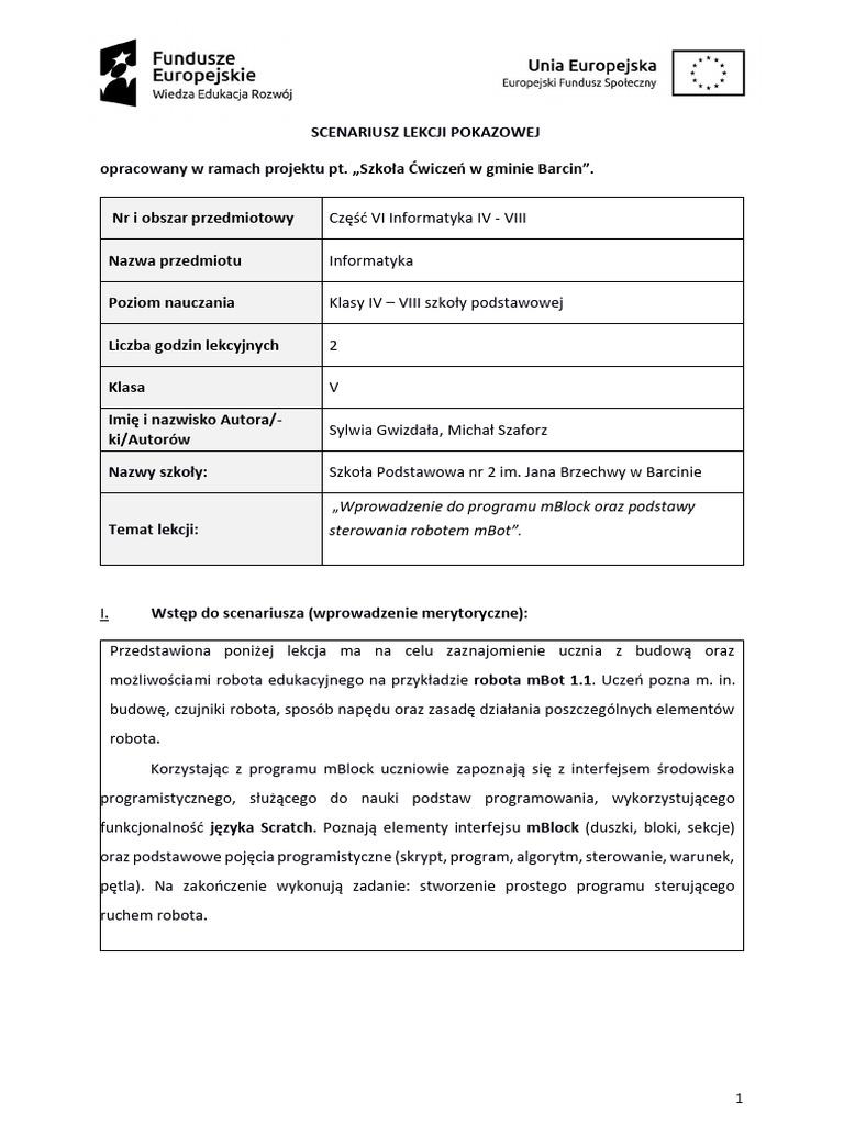 Wprowadzenie Do Programu Mblock Oraz Podstawy Sterowania Robotem Mbot TIK 4 8 | PDF