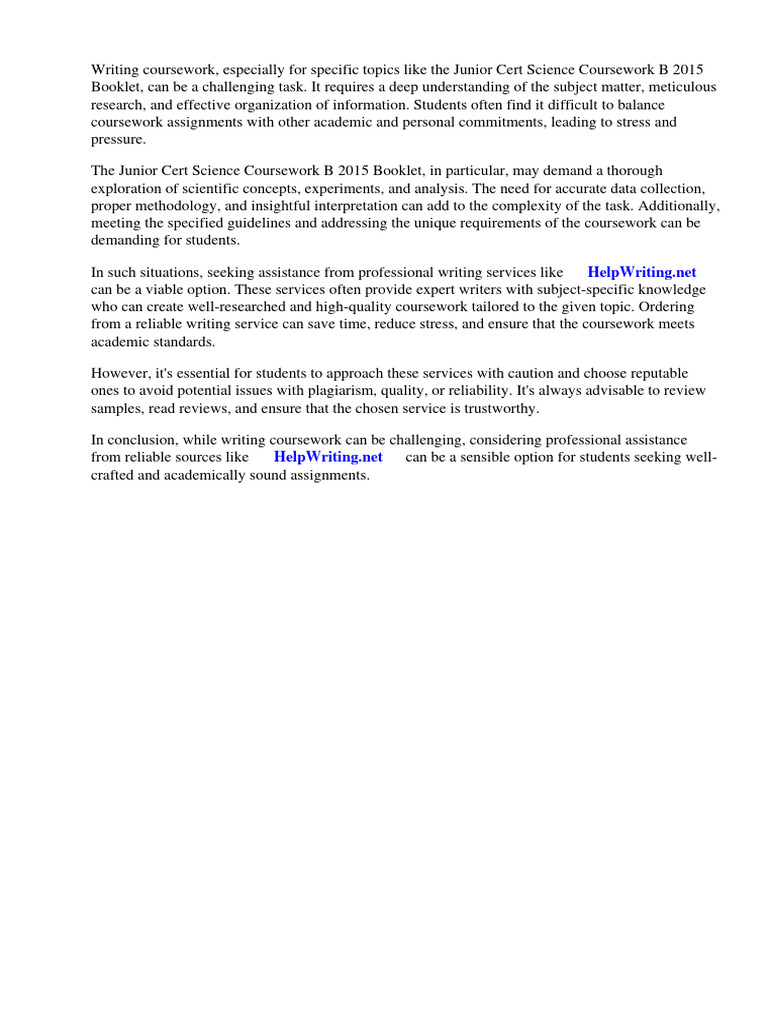 Junior Cert Science Coursework B 2015 Booklet | PDF | Cognition | Science