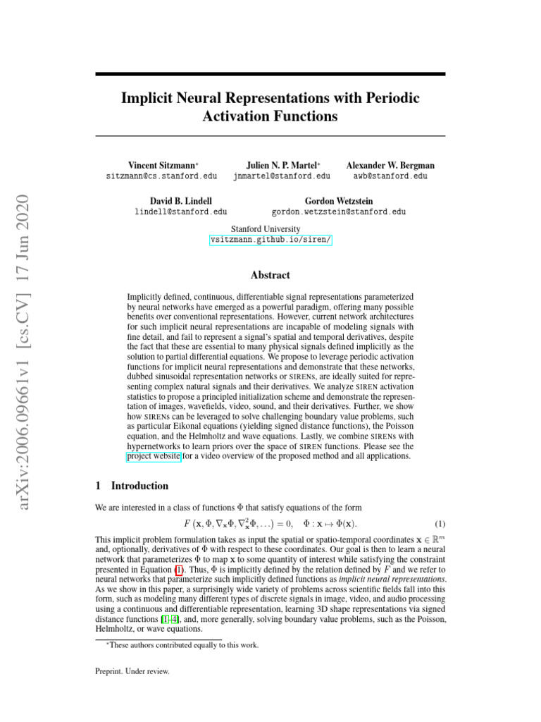 SIREN | PDF | Equations | Derivative