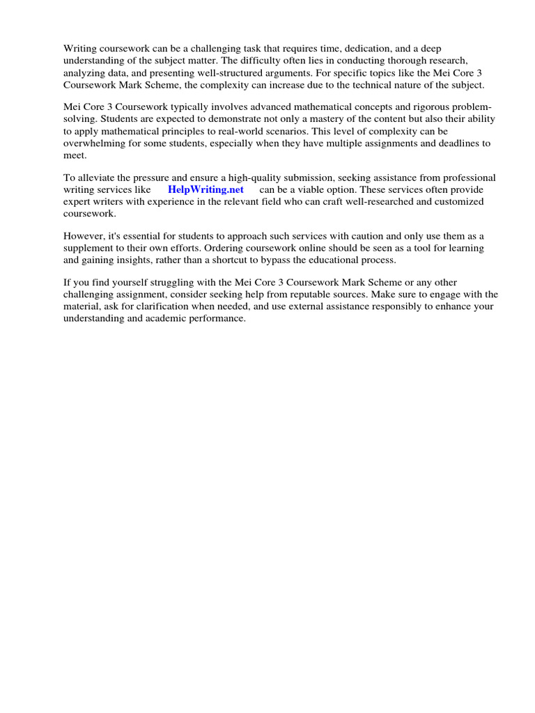 Mei Core 3 Coursework Mark Scheme | PDF | Mathematics | Microsoft Power ...