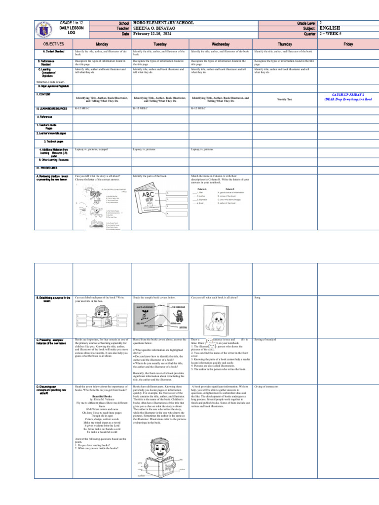 English: Catch-Up Friday'S (DEAR:Drop Everything and Read | PDF | Books ...