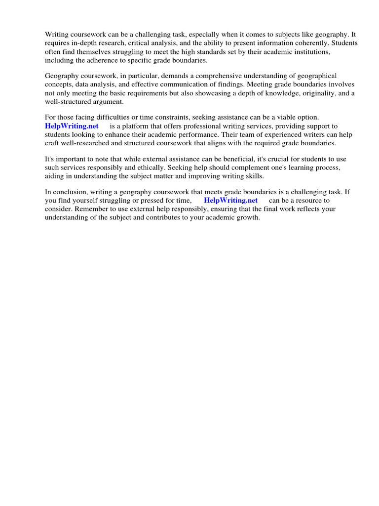 Geography Coursework Grade Boundaries | PDF | Qualifications | Student ...