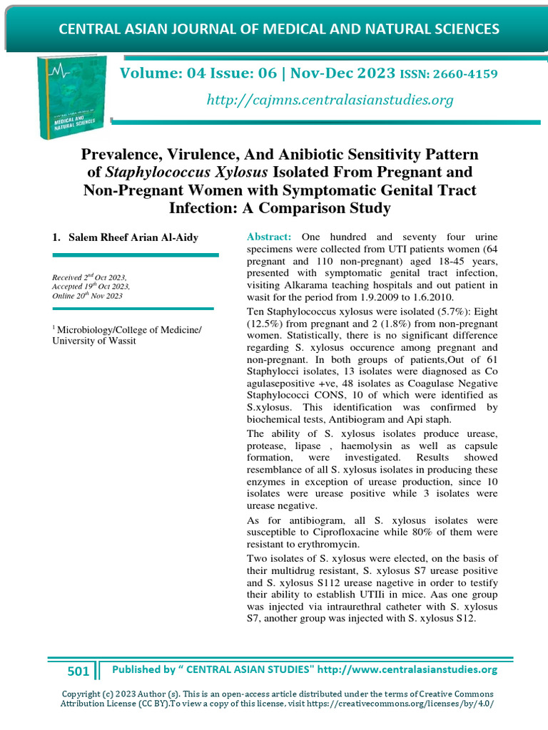 Prevalence, Virulence, and Anibiotic Sensitivity Pattern of ...