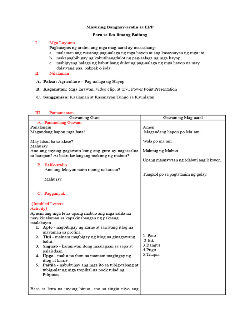 Detailed Lesson Plan in Grade 5 EPP | PDF