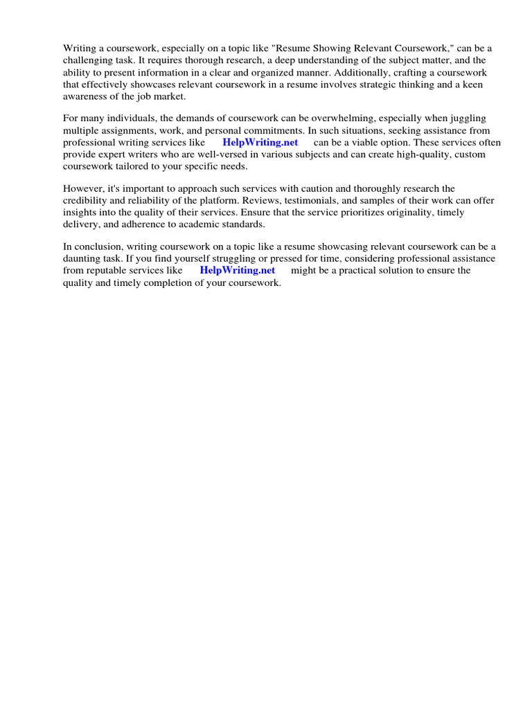 Resume Showing Relevant Coursework | PDF | Résumé