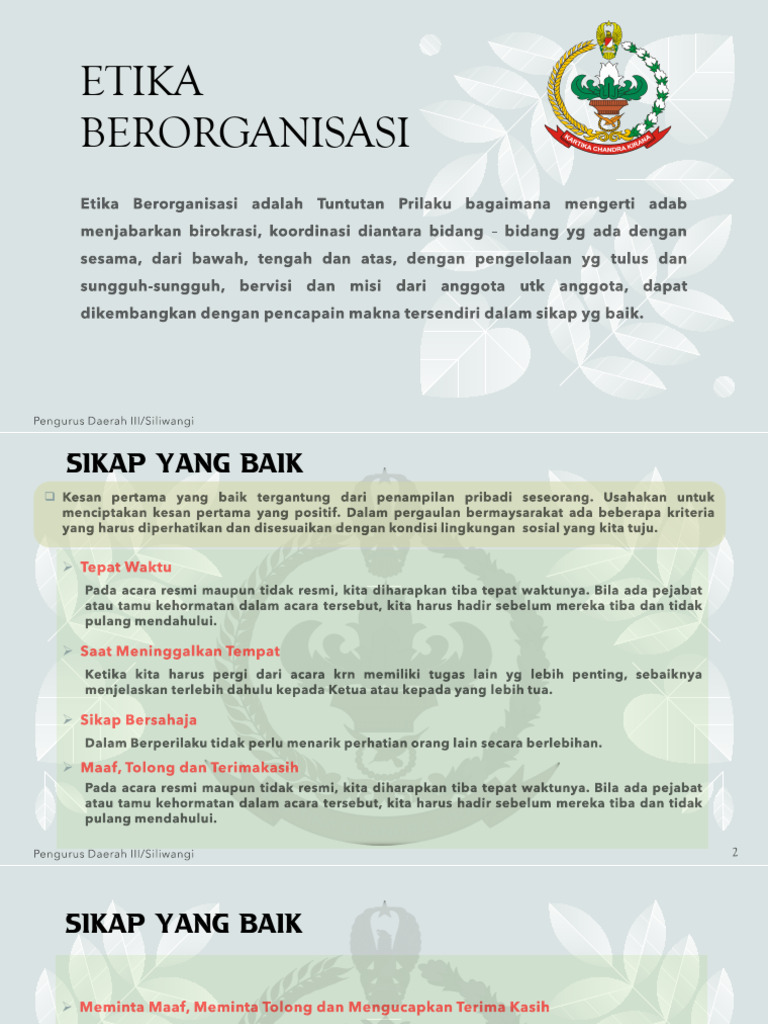 Etika Berorganisasi | PDF