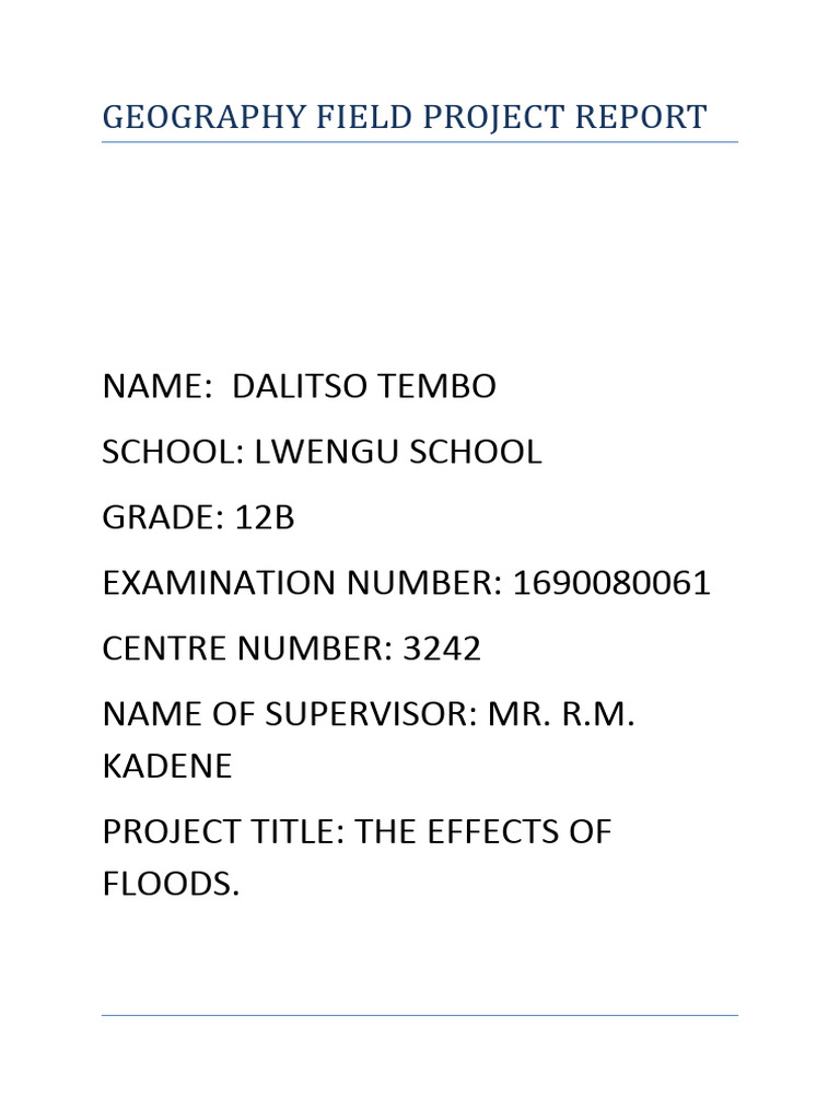 Geography Field Project Report7 | PDF | Science & Mathematics
