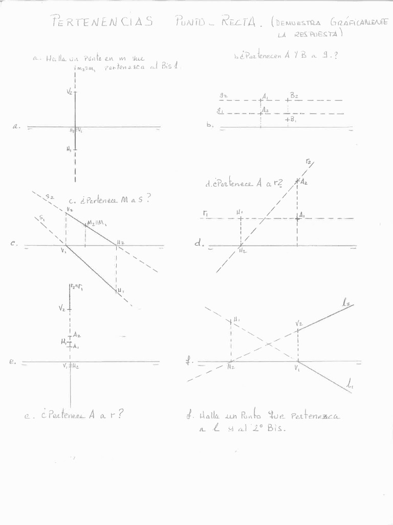 Ejercicios PUNTO Y RECTA. INTERSECCIONES Y PERTENENCIAS | PDF