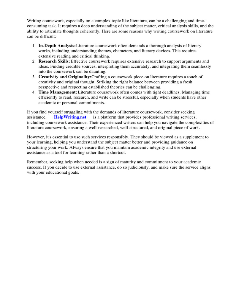 As Literature Coursework Examples | PDF | Thought | Critical Thinking