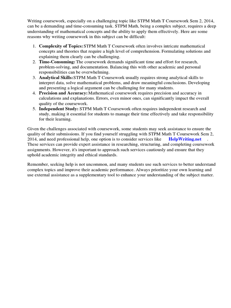 STPM Math T Coursework Sem 2 2014 | PDF | Career & Growth | Teaching ...
