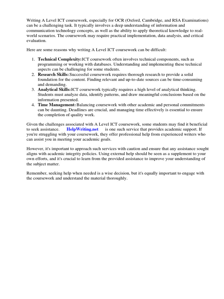 A Level Ict Coursework Ocr Pdf Educational Technology Information And Communications