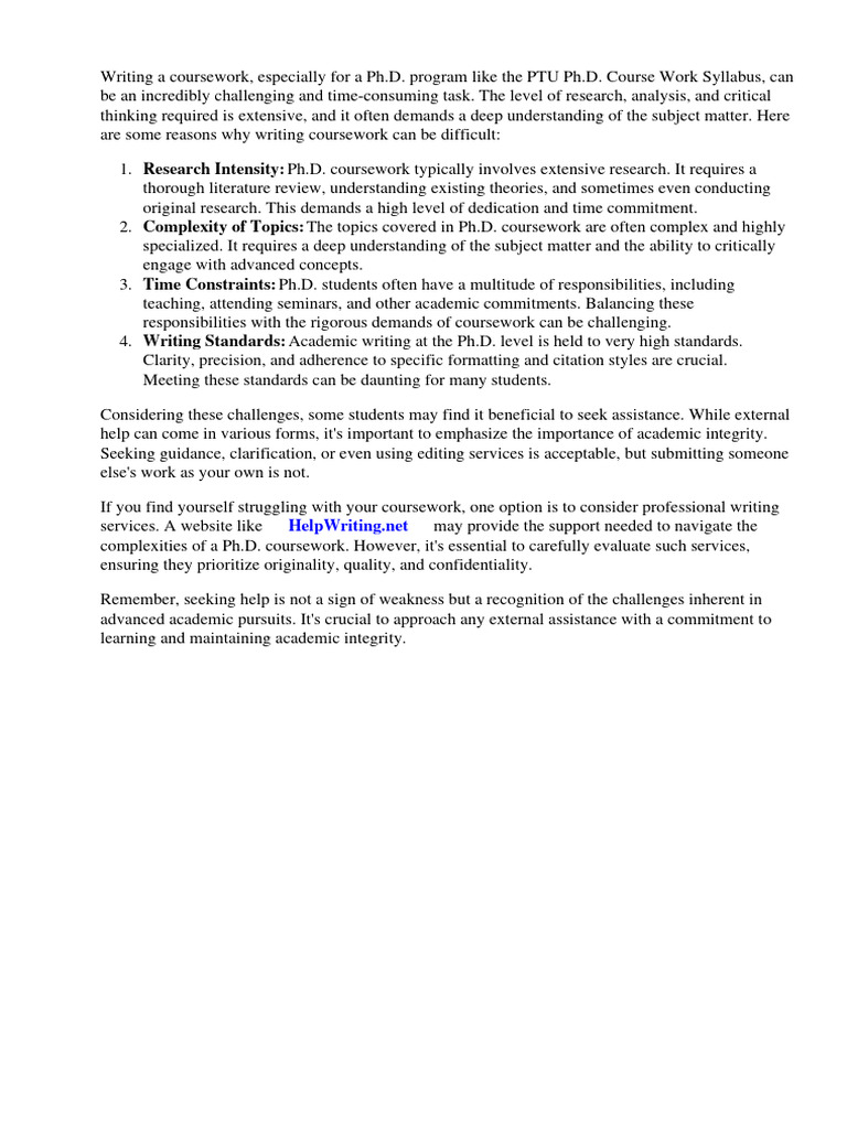 Ptu PHD Course Work Syllabus | PDF | Doctor Of Philosophy | Master Of ...