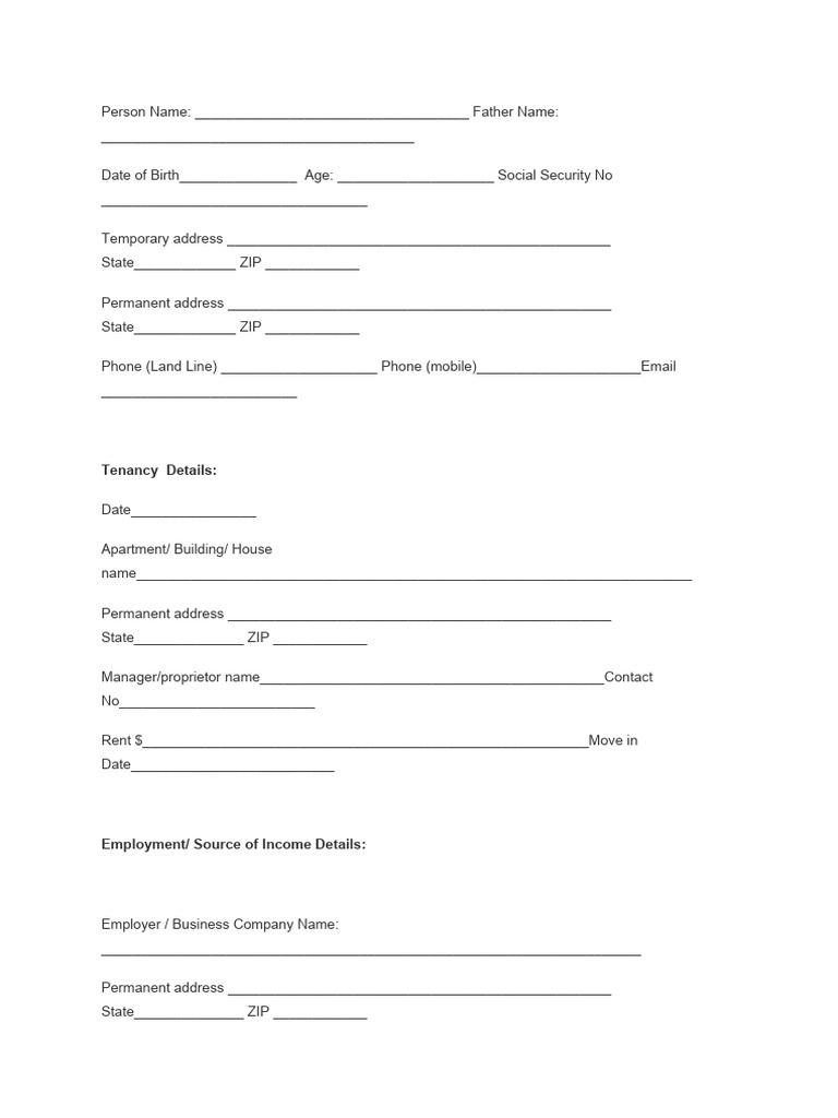Tenant Verification Form | PDF