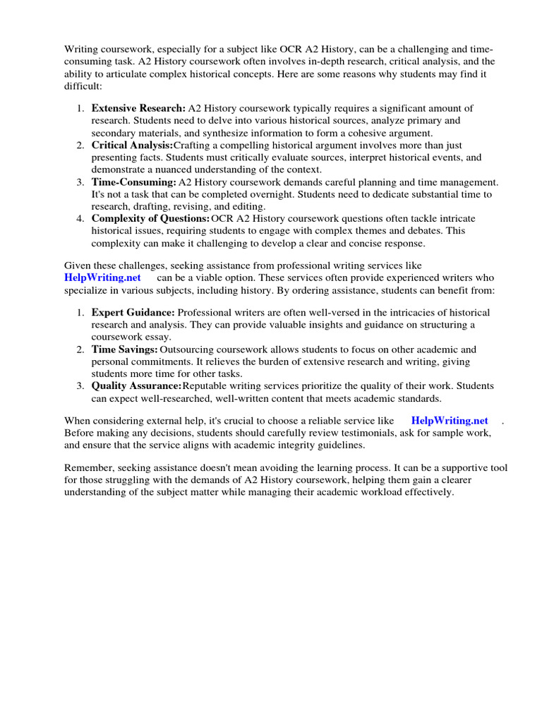 Ocr A2 History Coursework Questions | PDF | Gce Advanced Level (United ...