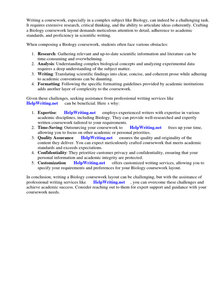 Biology Coursework Layout | PDF | Experiment | Biology