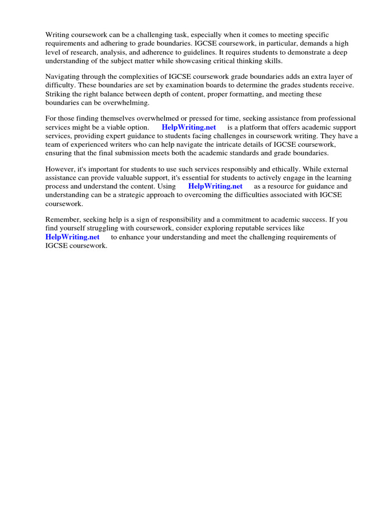 Igcse Coursework Grade Boundaries | PDF