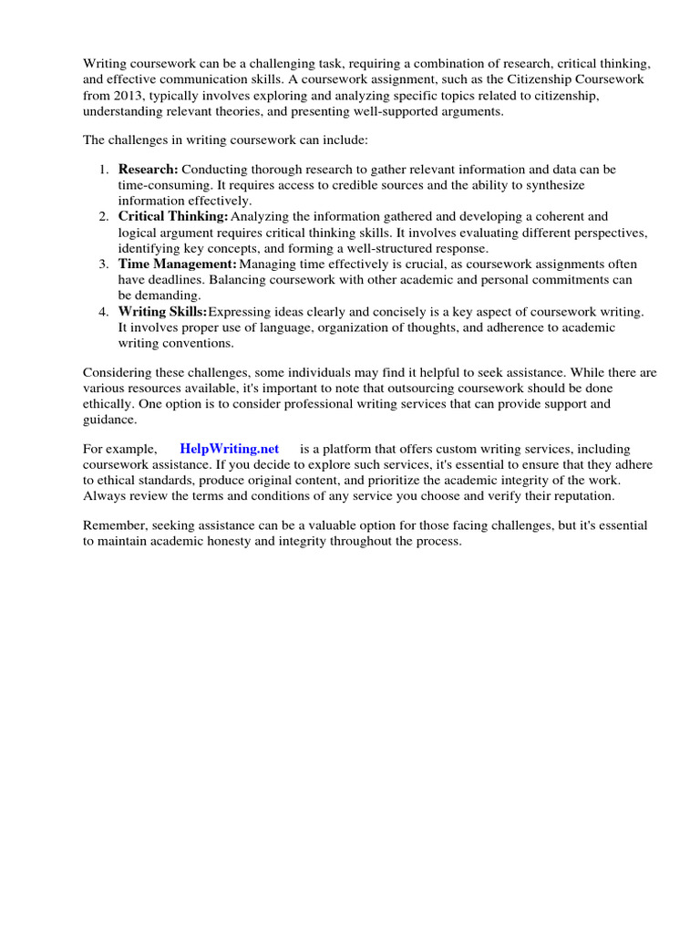 Citizenship Coursework 2013 | PDF | Critical Thinking | Thought