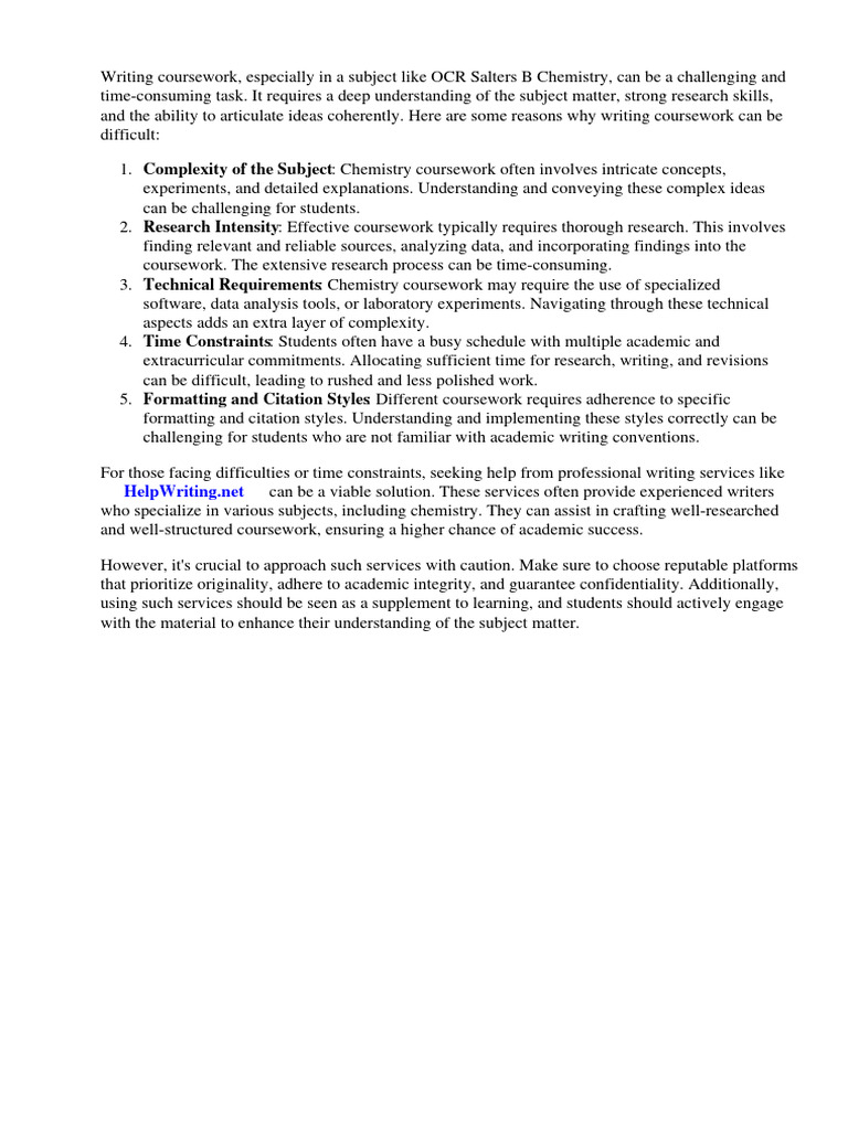 Ocr Salters B Chemistry Coursework | PDF | Chemical Bond | Organic ...