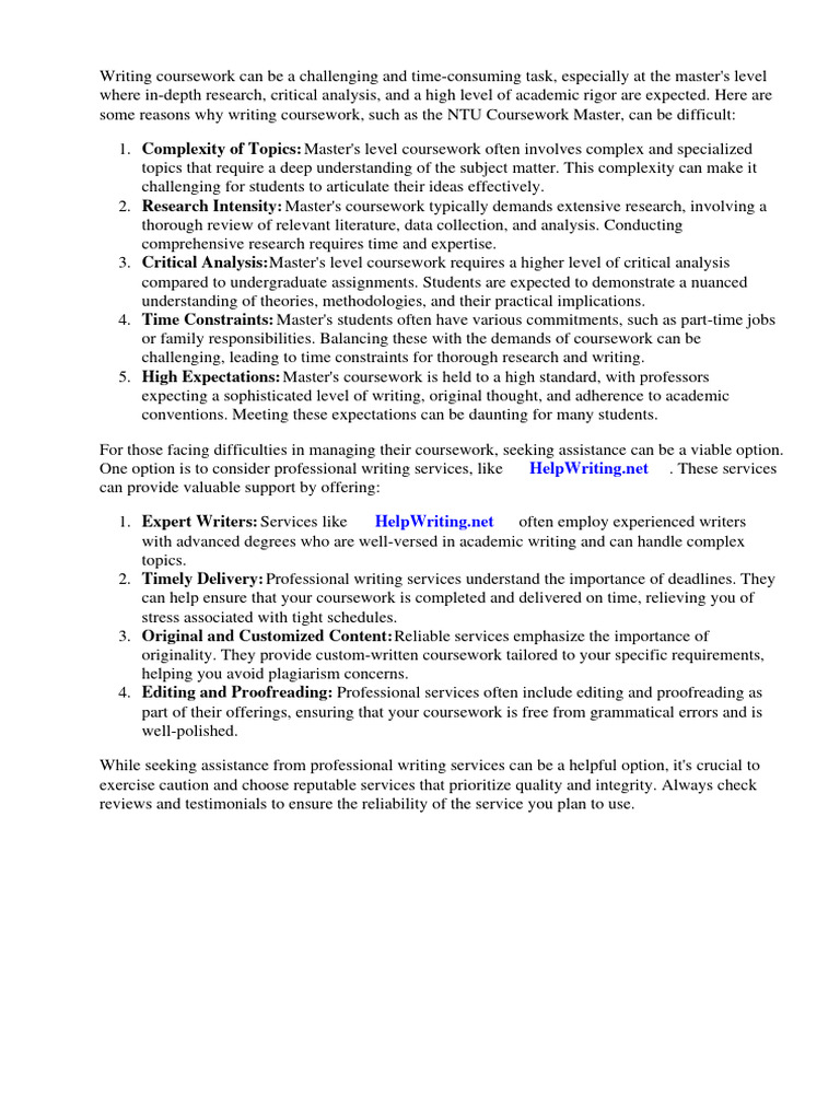 Ntu Coursework Master | PDF | Academic Degree | Cognition