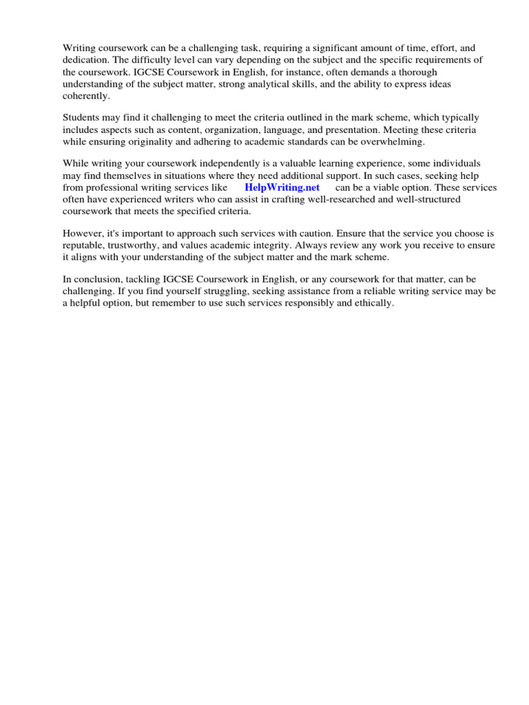 Igcse Coursework English Mark Scheme | PDF | Learning | Human Communication