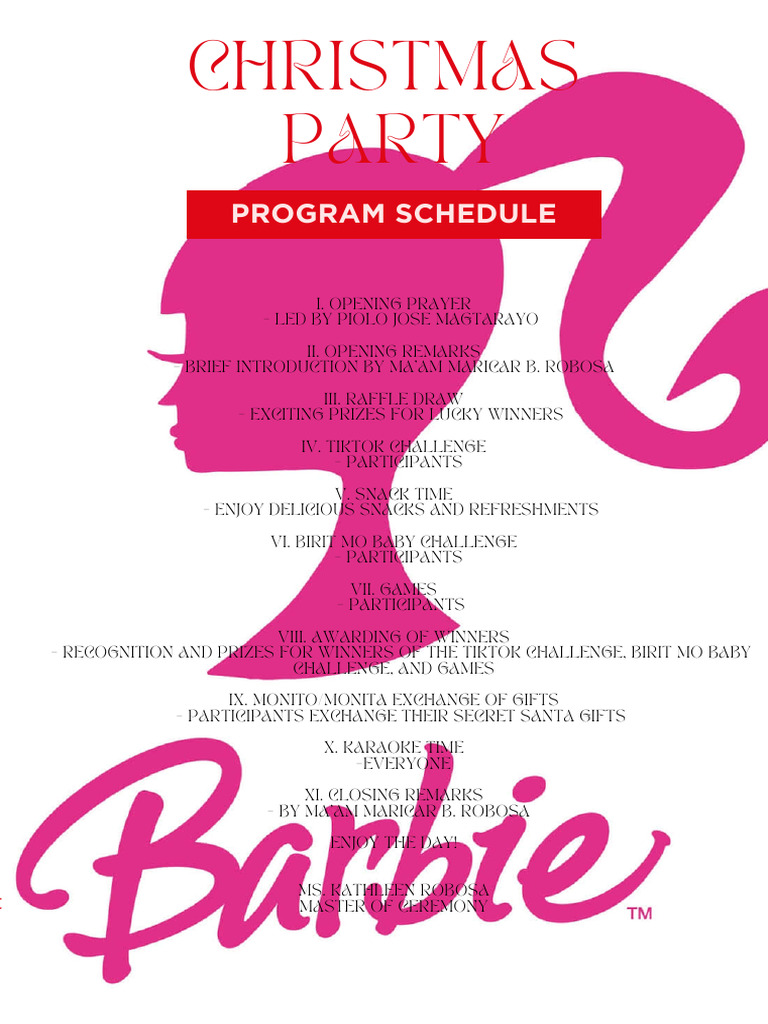 Pink Red Creative Christmas Party Program | PDF