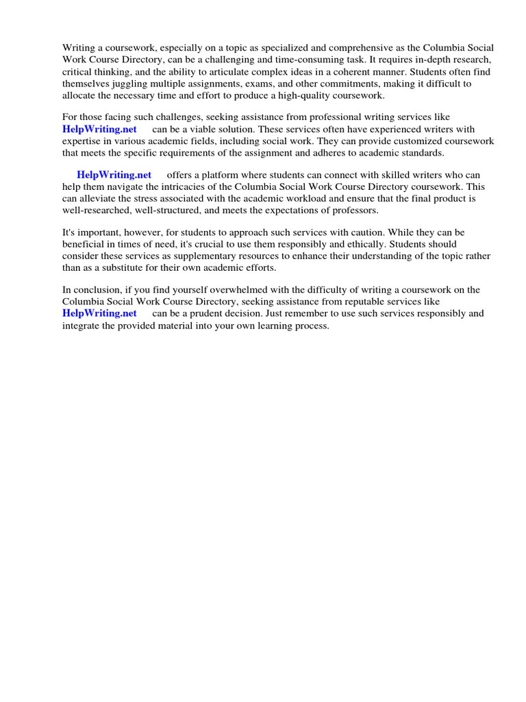 Columbia Social Work Course Directory | PDF | Social Work | Columbia ...