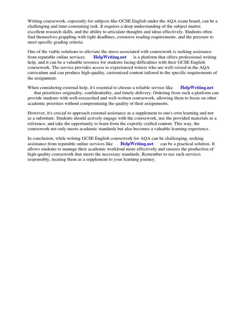 Gcse English Coursework Aqa | PDF | Career & Growth
