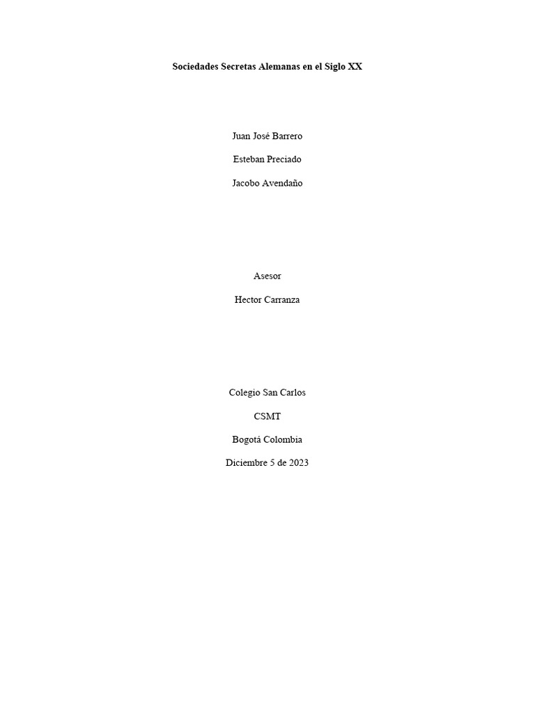 REAL CSMT GRUPO 20 Sociedades Secretas Alemania | PDF | Esoterismo occidental | Nacionalismo