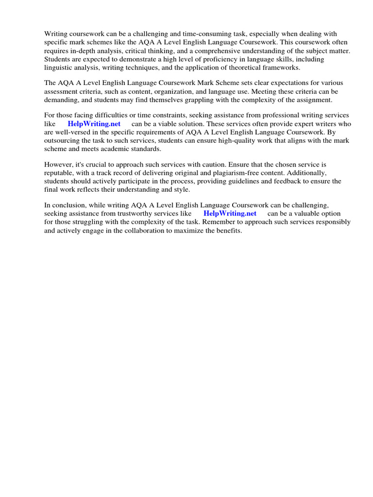 Aqa A Level English Language Coursework Mark Scheme | PDF | Linked In ... Aqa A Level English Language Coursework Mark Scheme | PDF | Linked In ...