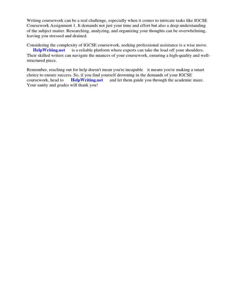 Igcse Coursework Assignment 1 | PDF Igcse Coursework Assignment 1 | PDF