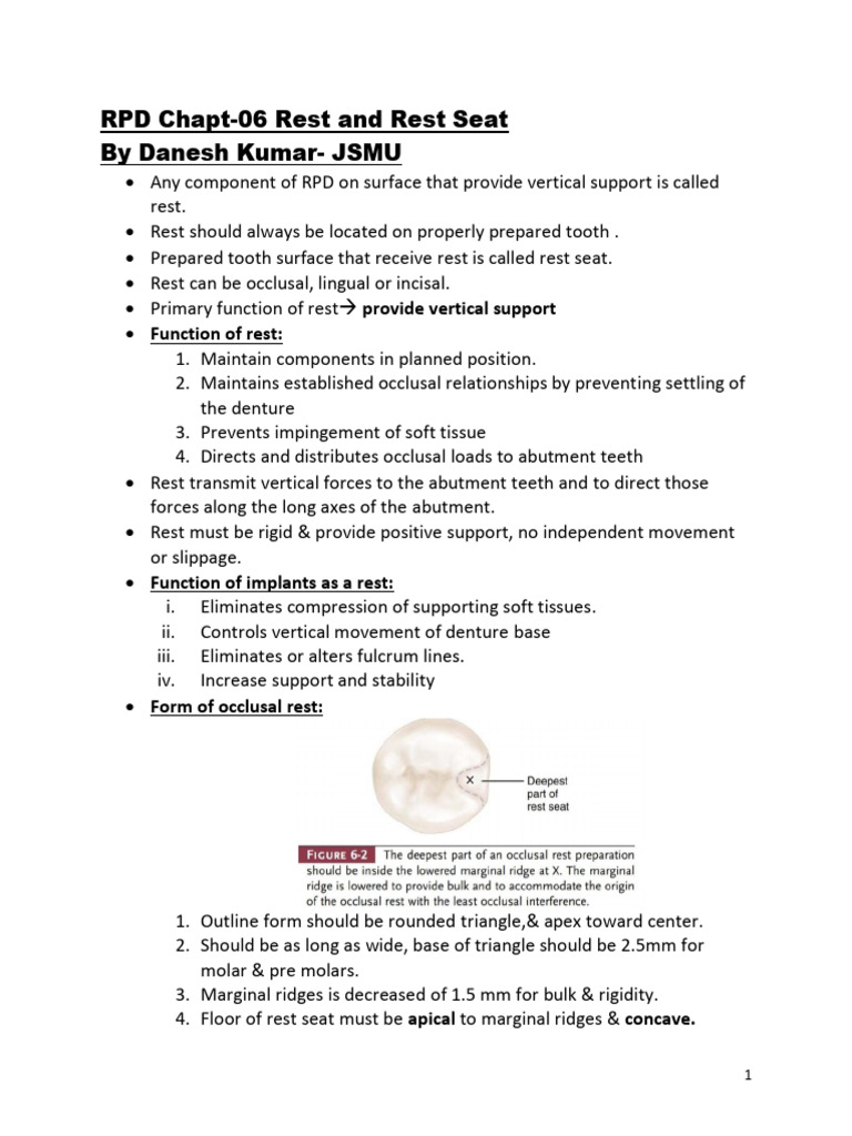 RPD Rest and Rest Seat Guidelines | PDF | Tooth | Dental Anatomy