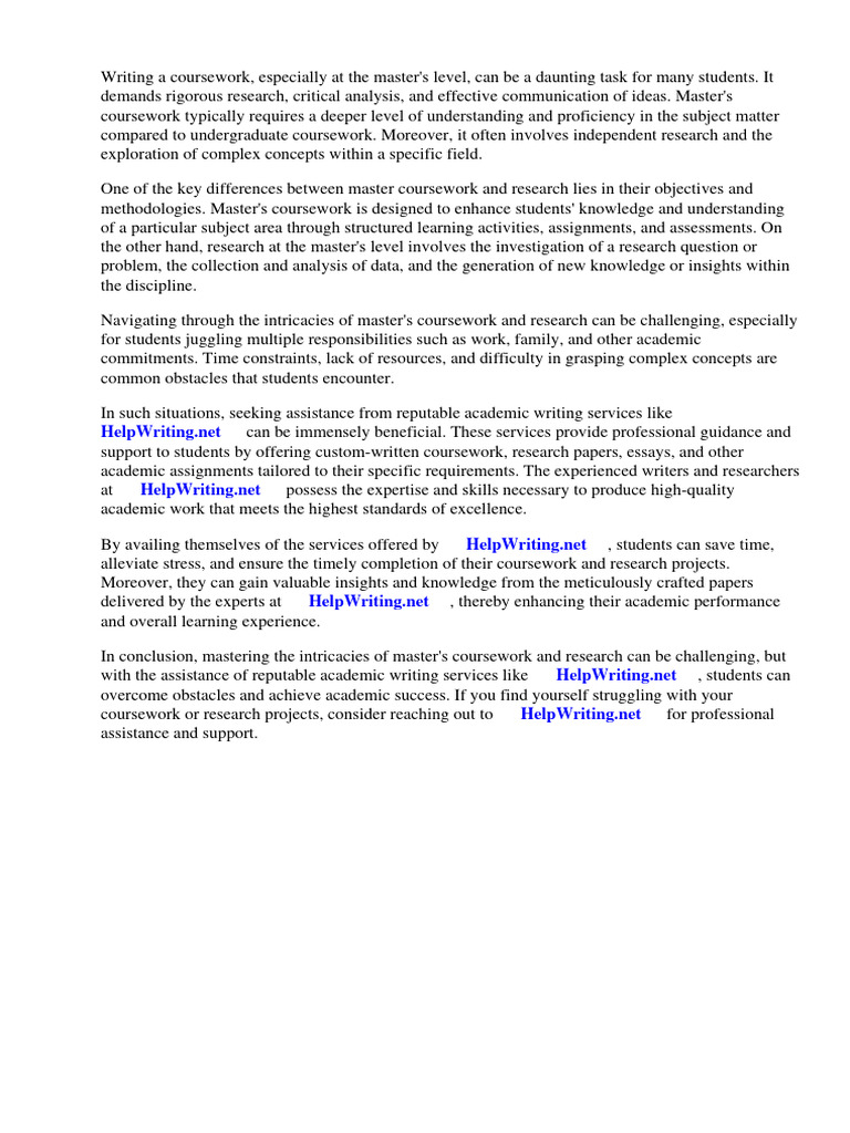 What Is The Difference Between Master Coursework and Research | PDF ...