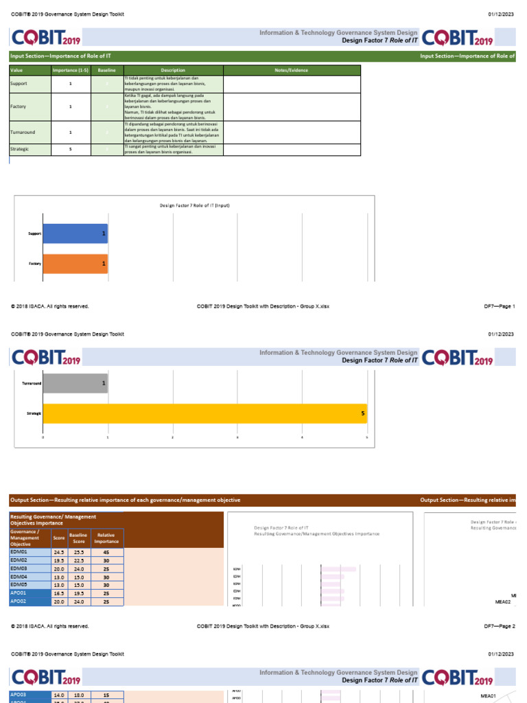 COBIT 2019 Design Toolkit With Description - Group X.XLSX - DF7 | PDF | Technology & Engineering