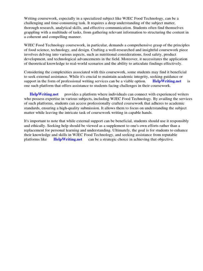 WJEC Food Tech Coursework Help | PDF | Cognition | Learning
