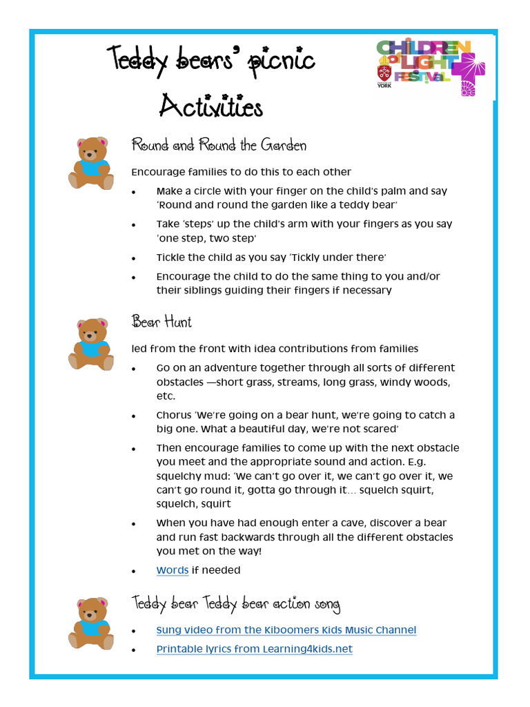 Teddy Bear Activities for Families | PDF | Language Arts & Discipline ...