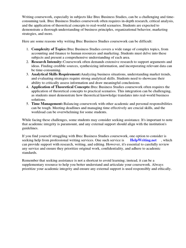 Btec Business Studies Coursework | PDF | Tesco | Employment