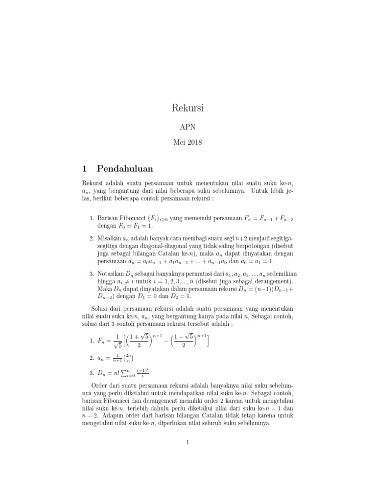 Rekursi dan Solusinya | PDF