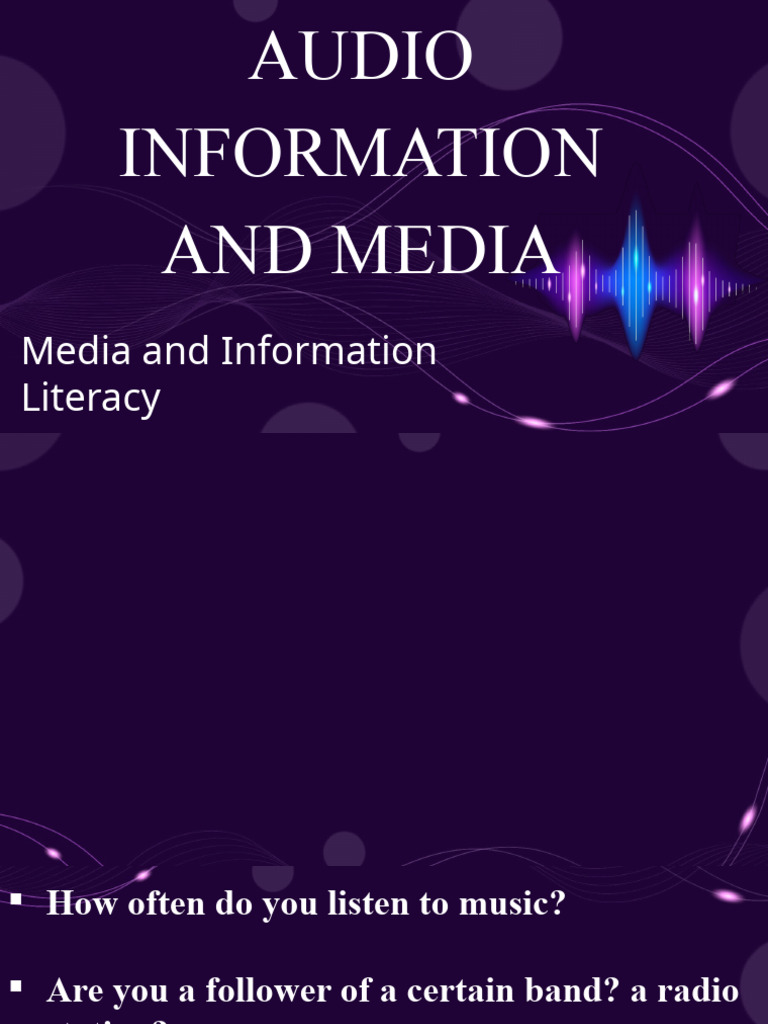 Understanding Audio Information and Media | PDF | Data Compression ...