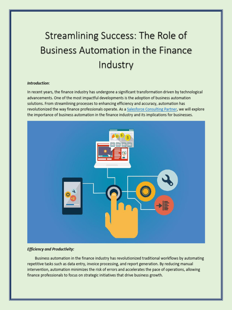 Streamlining Success | PDF | Automation | Regulatory Compliance