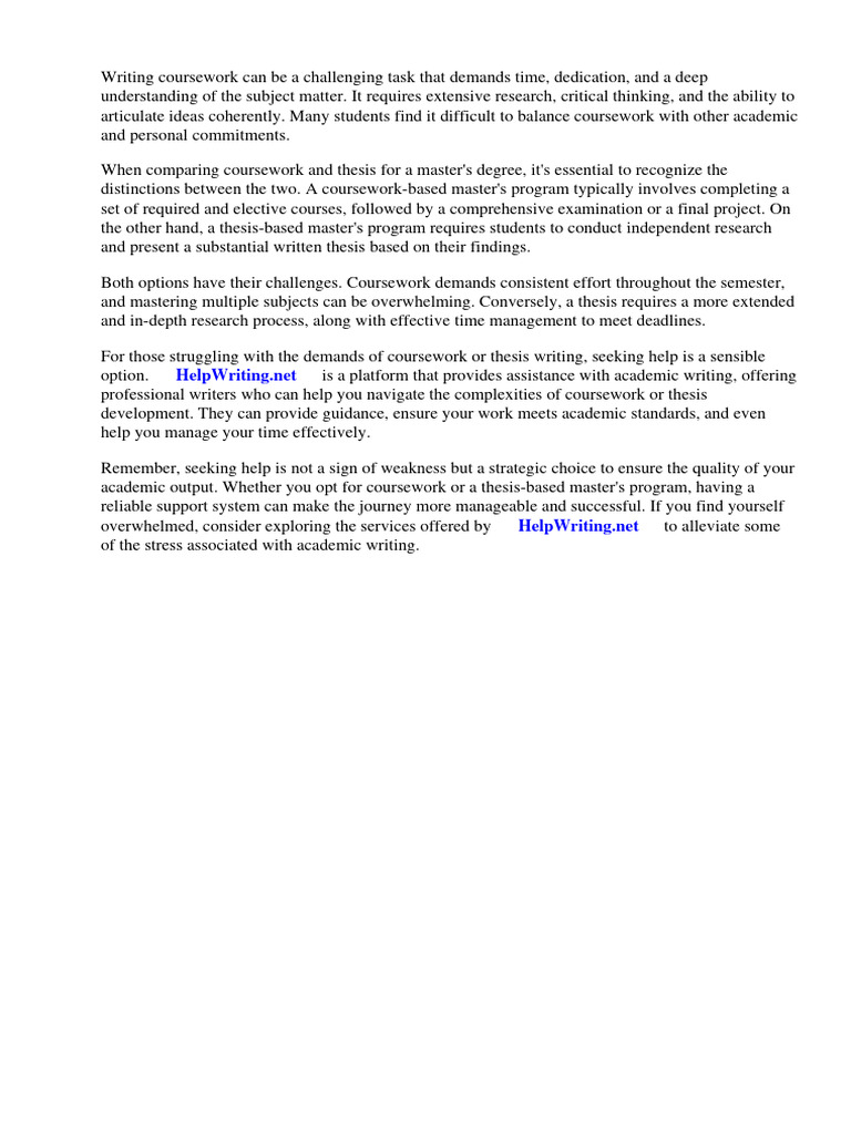 Coursework Vs Thesis Masters | PDF | Thesis | Doctor Of Philosophy